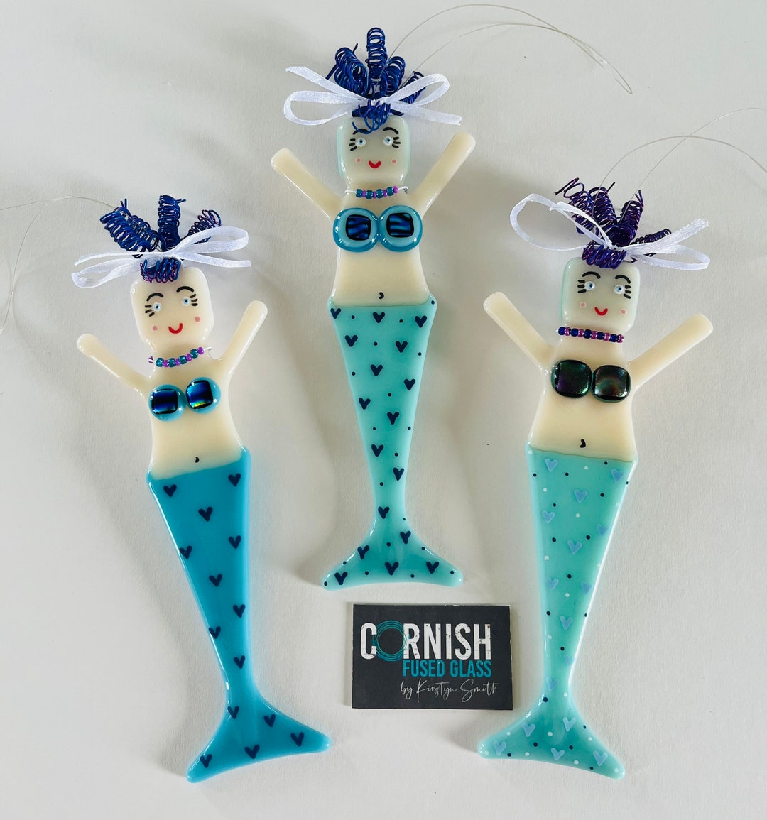 Fused Glass Beautiful Mermaid Decoration, Fused Glass Cornwall, Cornish ...