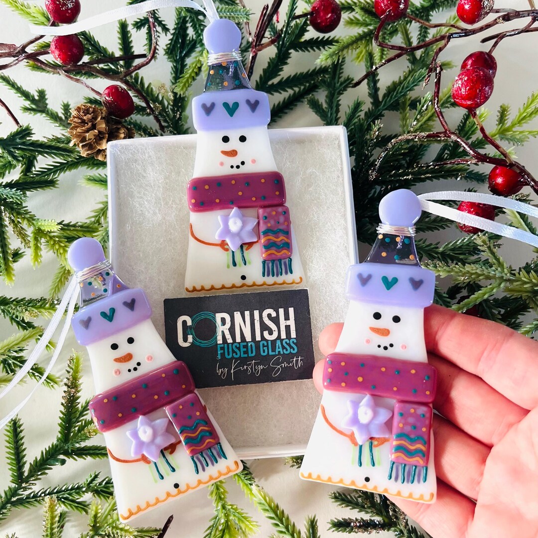 Snowman Fused Glass Christmas Tree Decoration - Christmas Tree ...