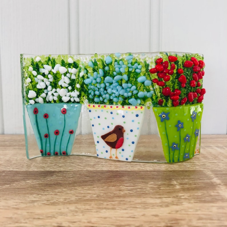 Fused Glass Robin Memorial Wave Cornish Fused Glass Fused - Etsy UK