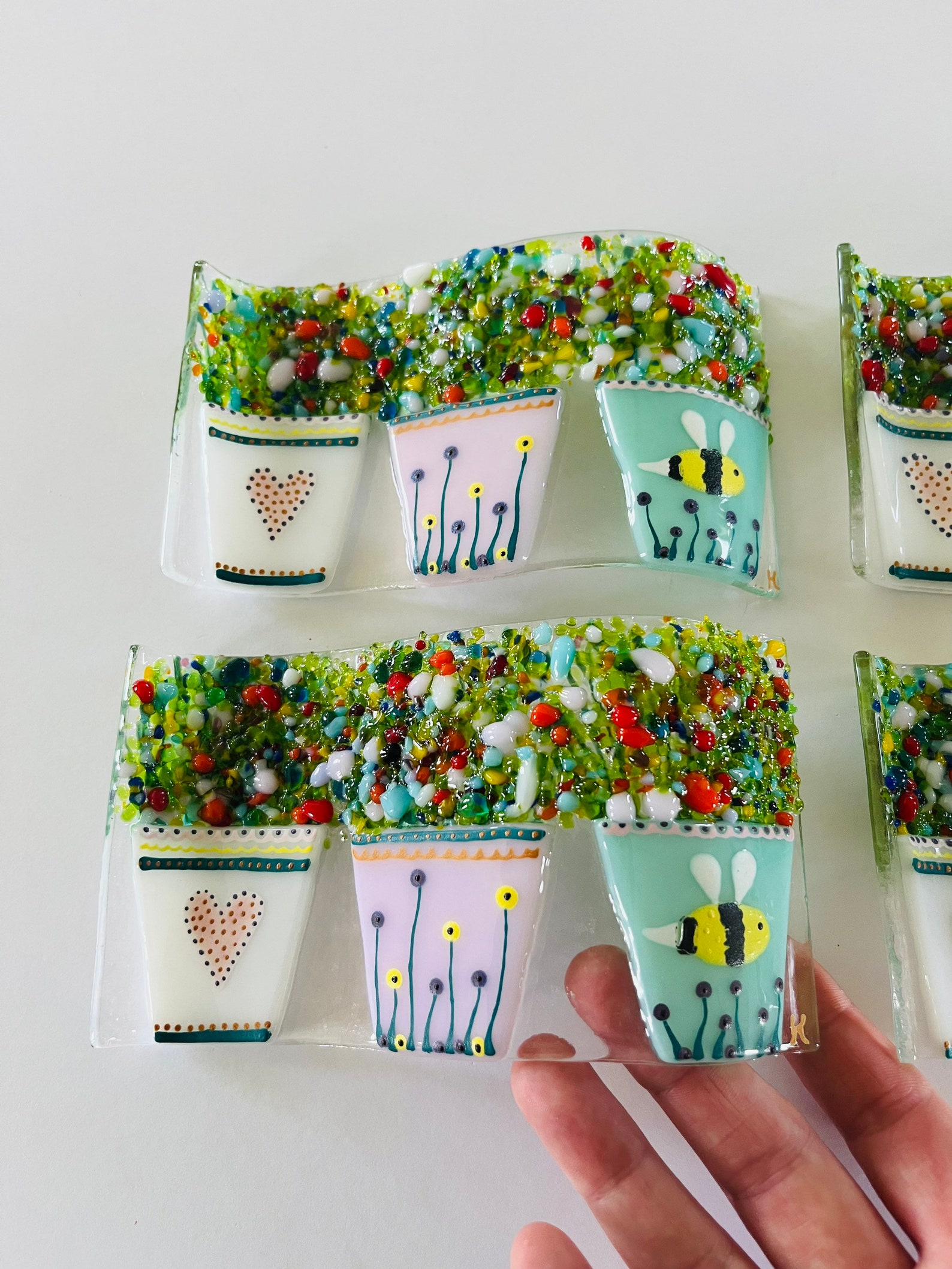 Fused Glass Flowers Art Freestanding Wave - Fused Glass, Cornish Fused ...