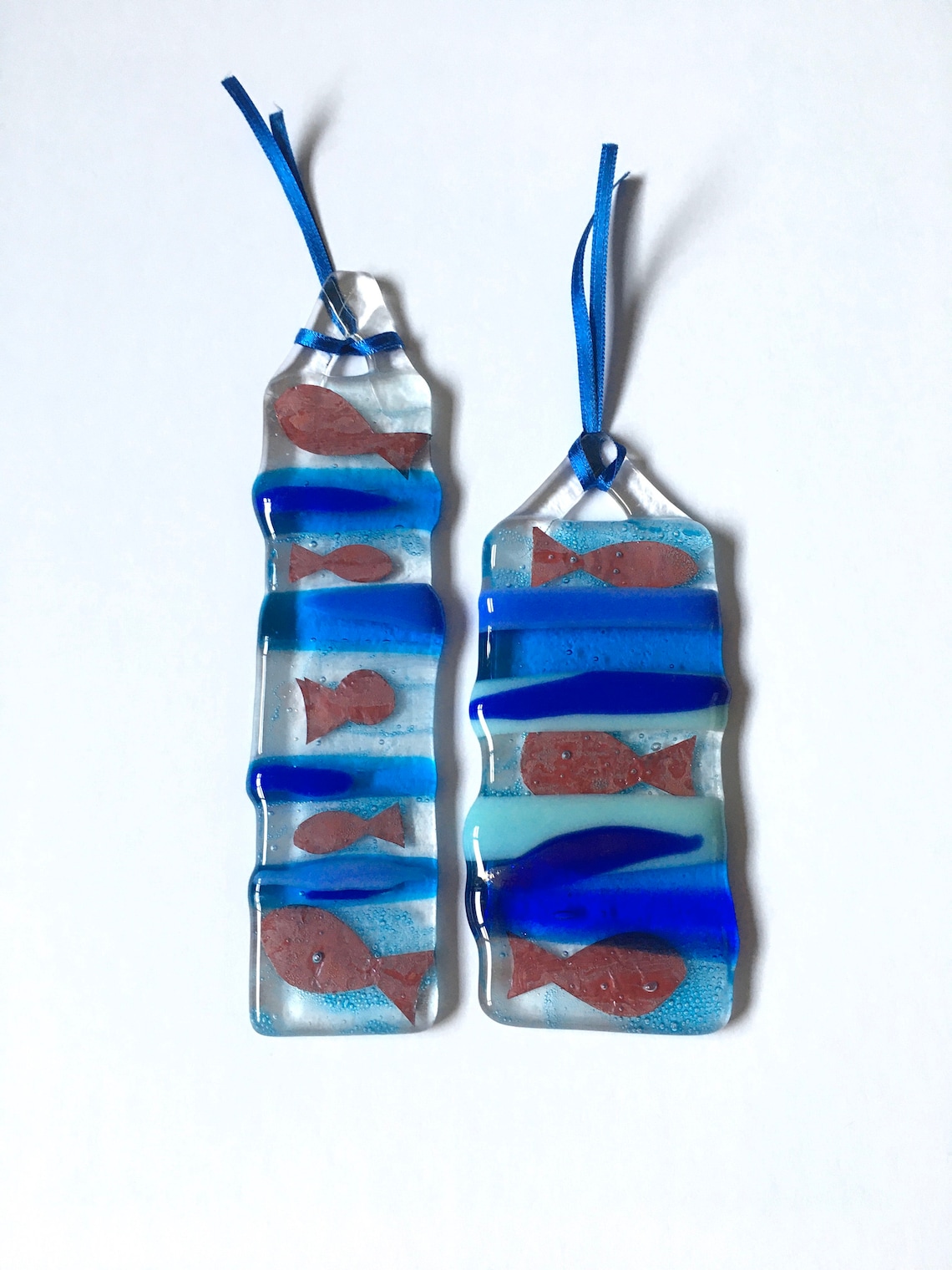 Sale Fused Glass Art Fused Glass Copper Fish Hanging - Etsy