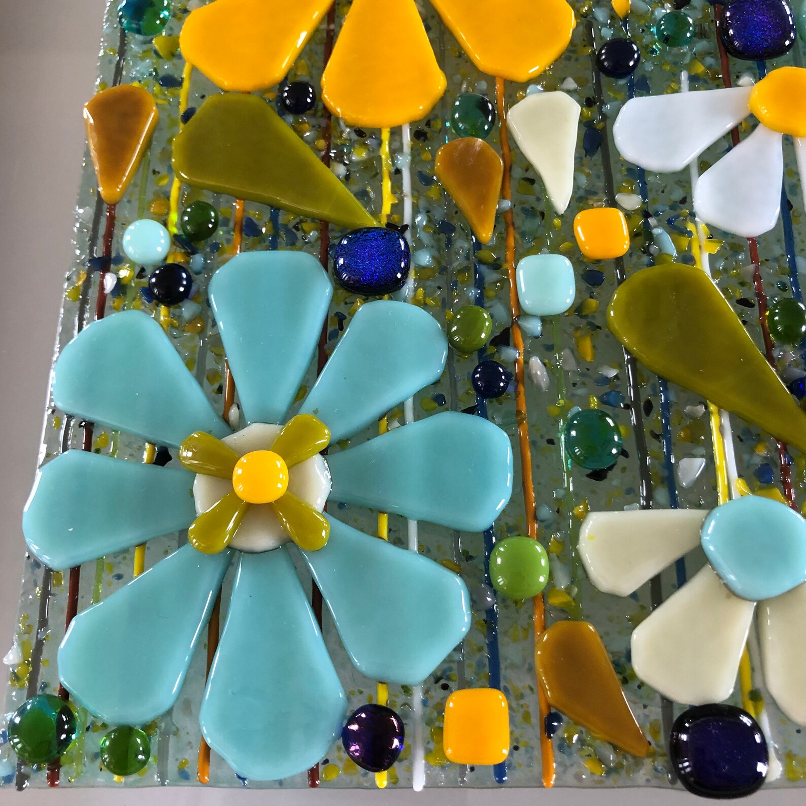 Fused Glass Flowers Summer Art - Fused Glass, Cornish Fused Glass ...