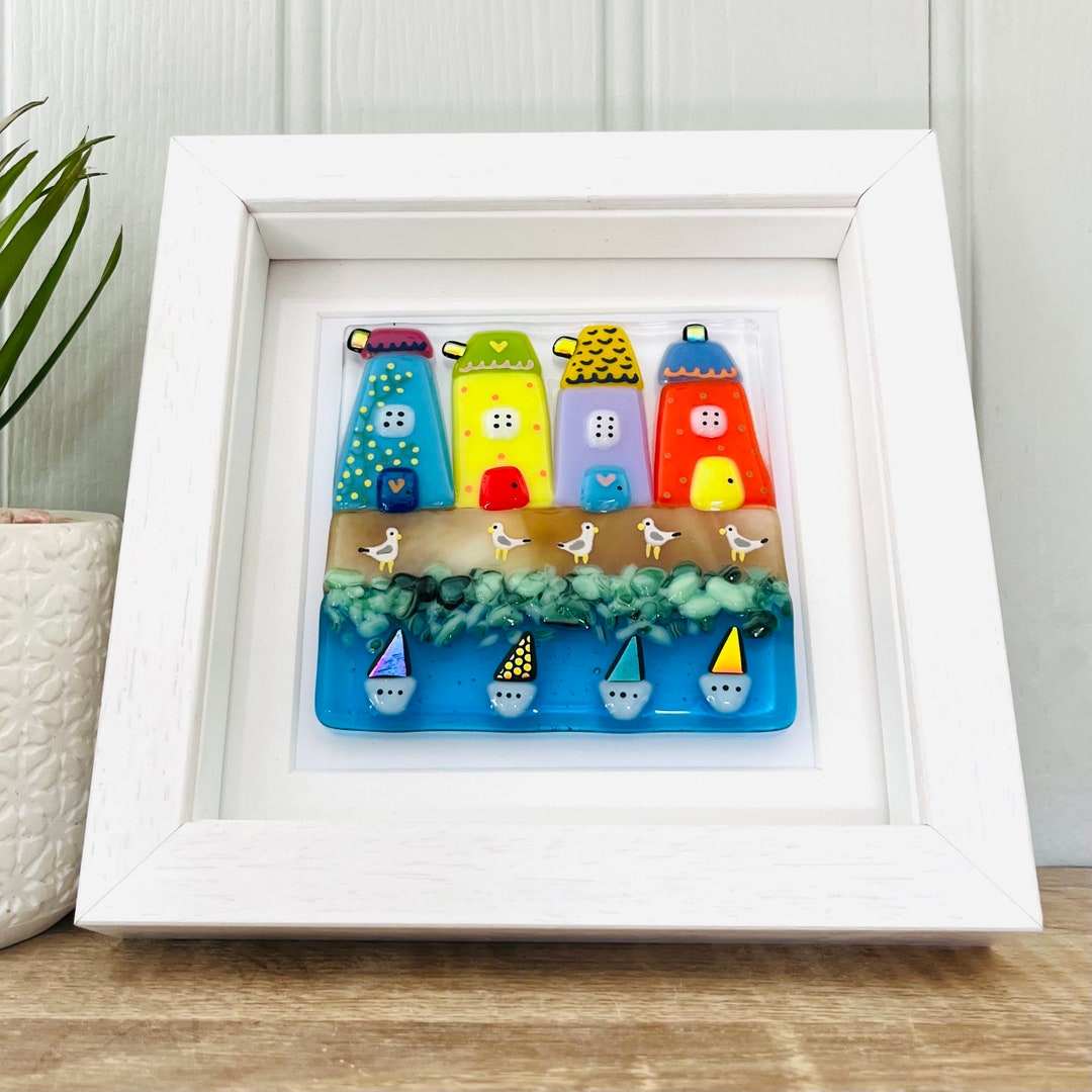 Fused Glass Cornish Seaside Harbour and Houses Art Poldark - Etsy