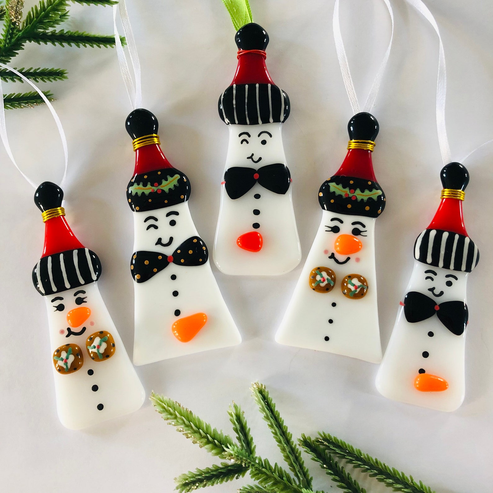 Fused Glass Fused Glass Snowman Christmas Decoration Rude - Etsy