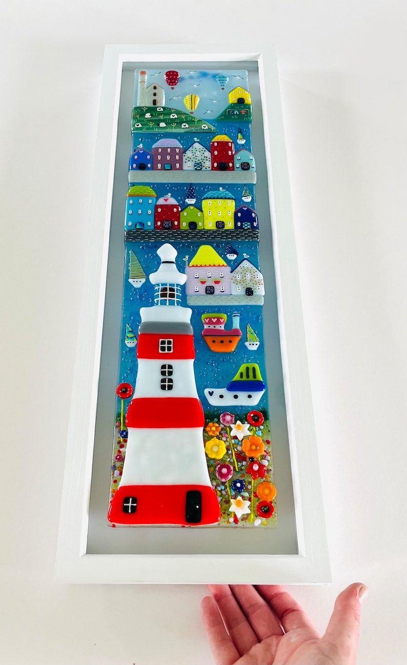 Fused Glass Plymouth Smeatons Lighthouse Inspired Framed Wall Art ...