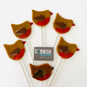 Fused Glass Robin Garden Decoration, Fused Glass Plant Stakes, Cornish ...