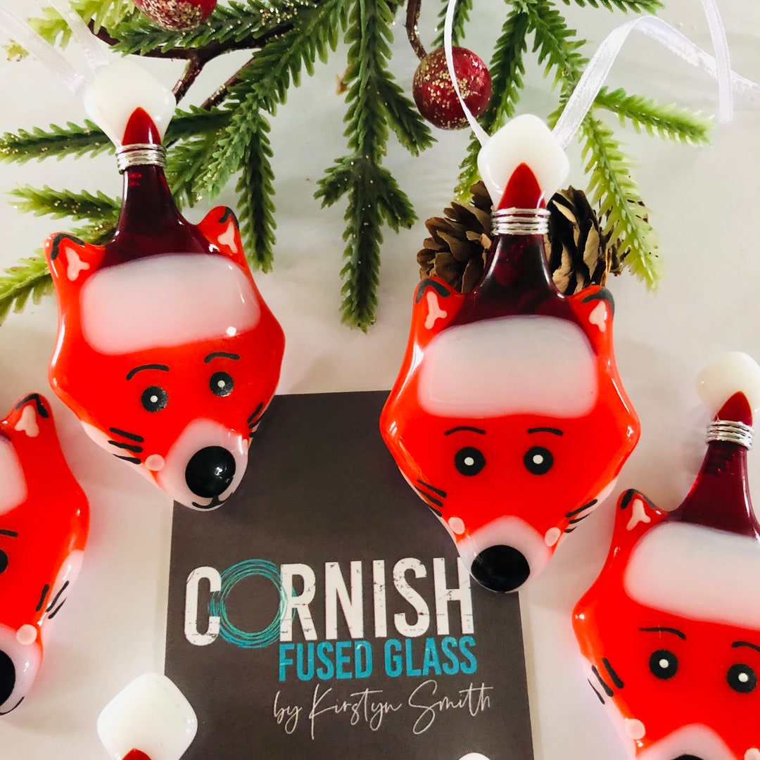 Fused Glass Christmas Fox Decoration, Tree Decoration, Christmas ...