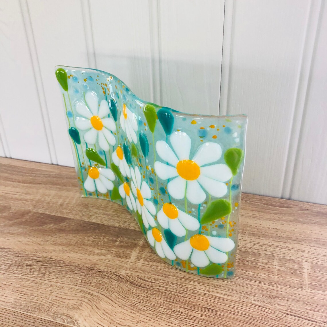 Fused Glass fused glass flowers wave fused glass art | Etsy