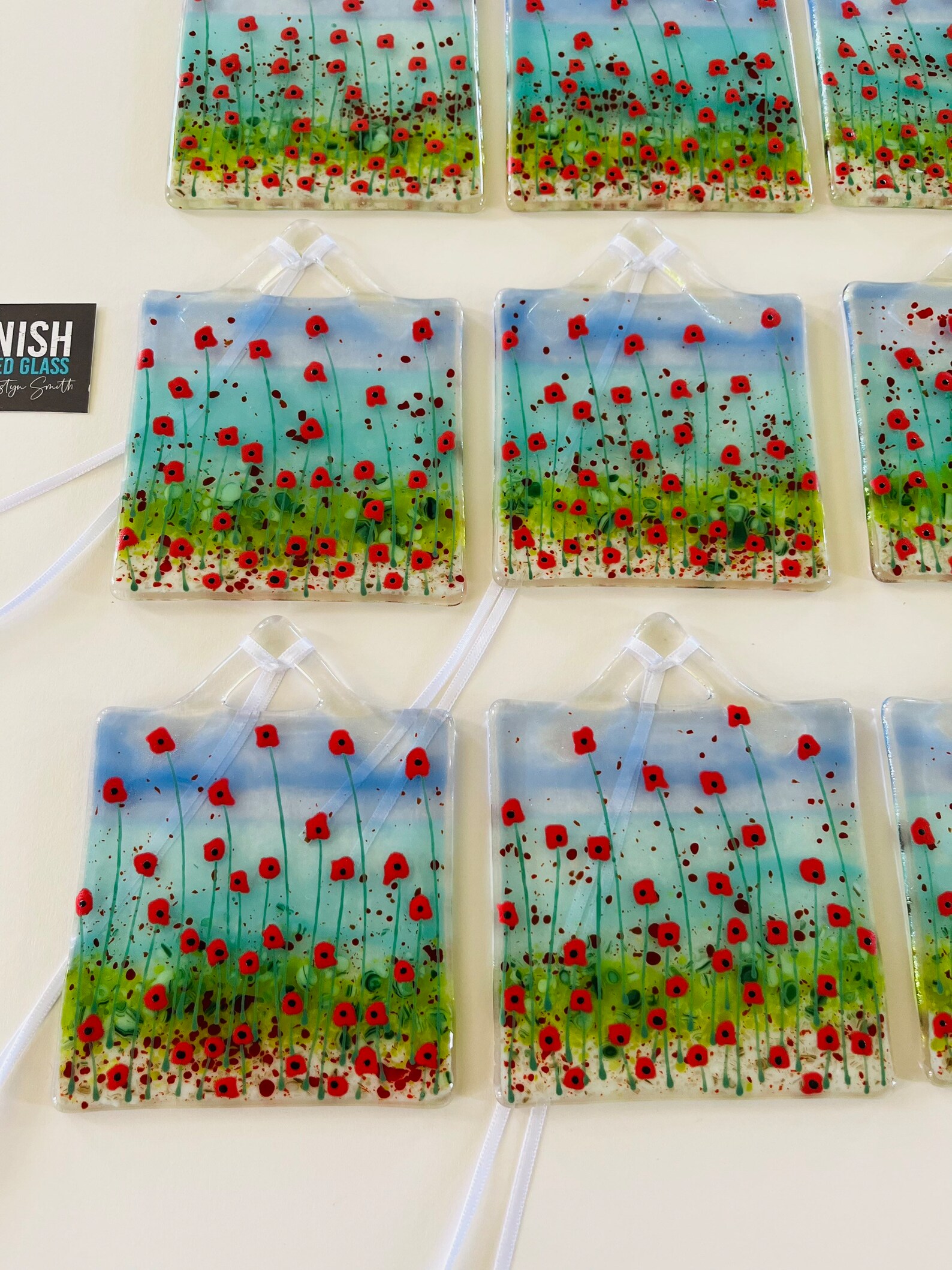 Fused Glass Poppy Art Coastal Sun Catcher Cornish Fused - Etsy