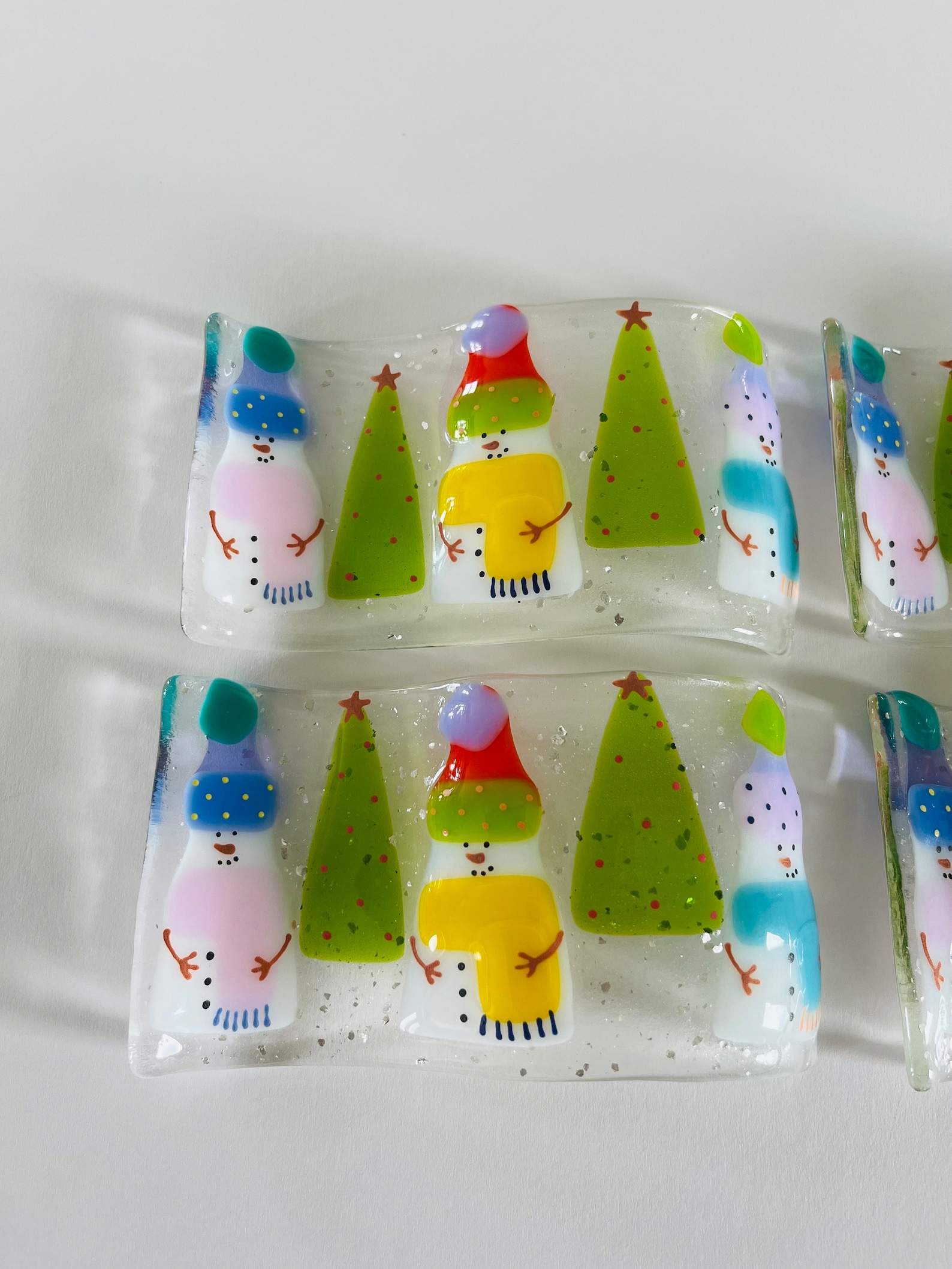 Fused Glass Snowman Christmas Tree Decoration Freestanding Wave -fused ...