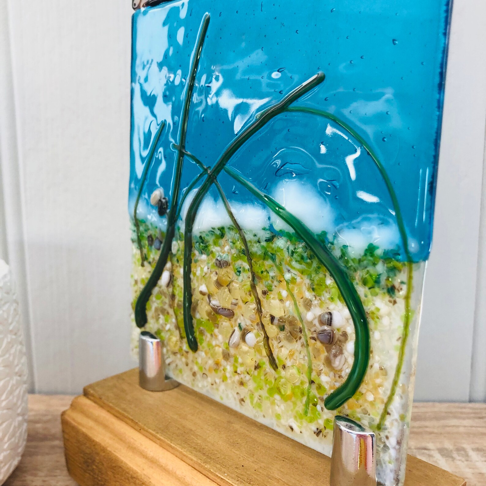 Fused Glass Cornish Coast Freestanding Panel, Fused Glass Art, Cornish ...
