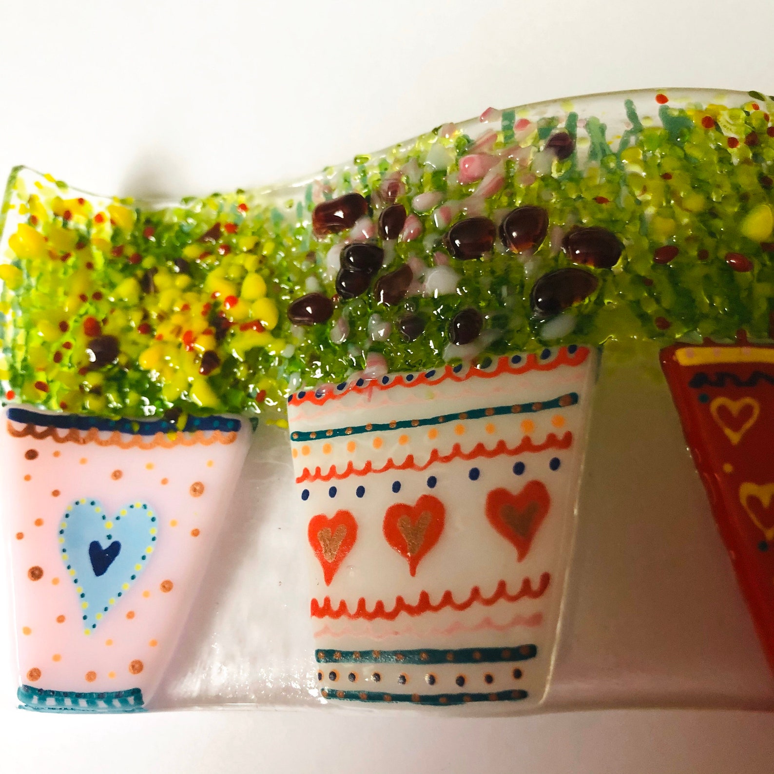 Fused Glass Flowers Art Freestanding Wave - Fused Glass, Cornish Fused ...