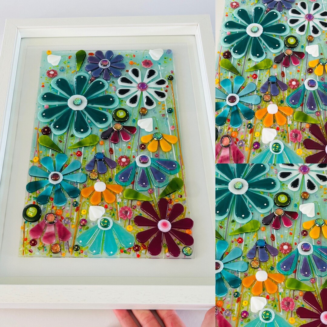 Fused Glass Funky Flowers Reto Art, Fused Glass Cornwall , Cornish ...