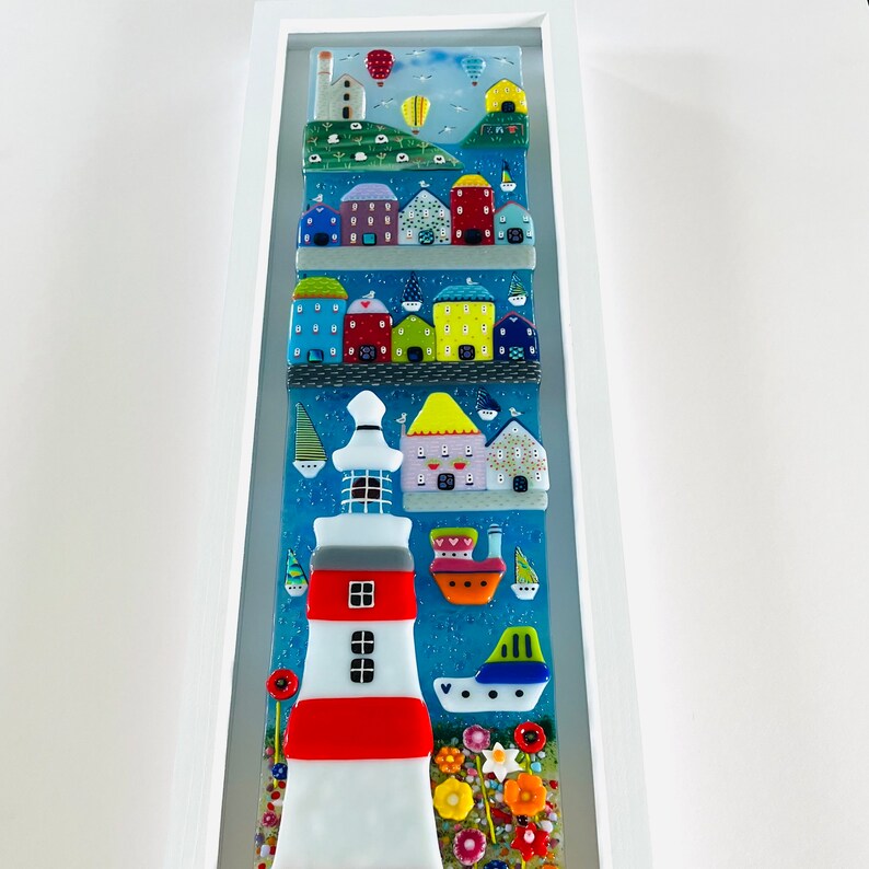 Fused Glass Plymouth Smeatons Lighthouse Inspired Framed Wall Art ...