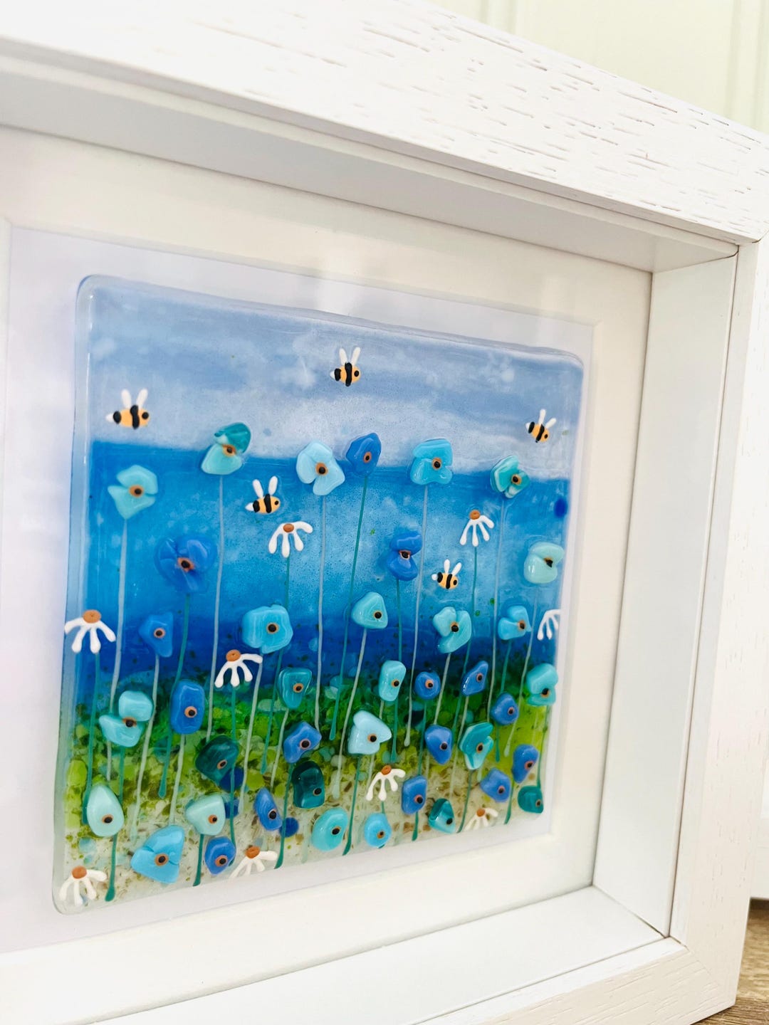 Fused Glass Cute Bees With Flowers Art, Fused Glass, Cornish Fused ...