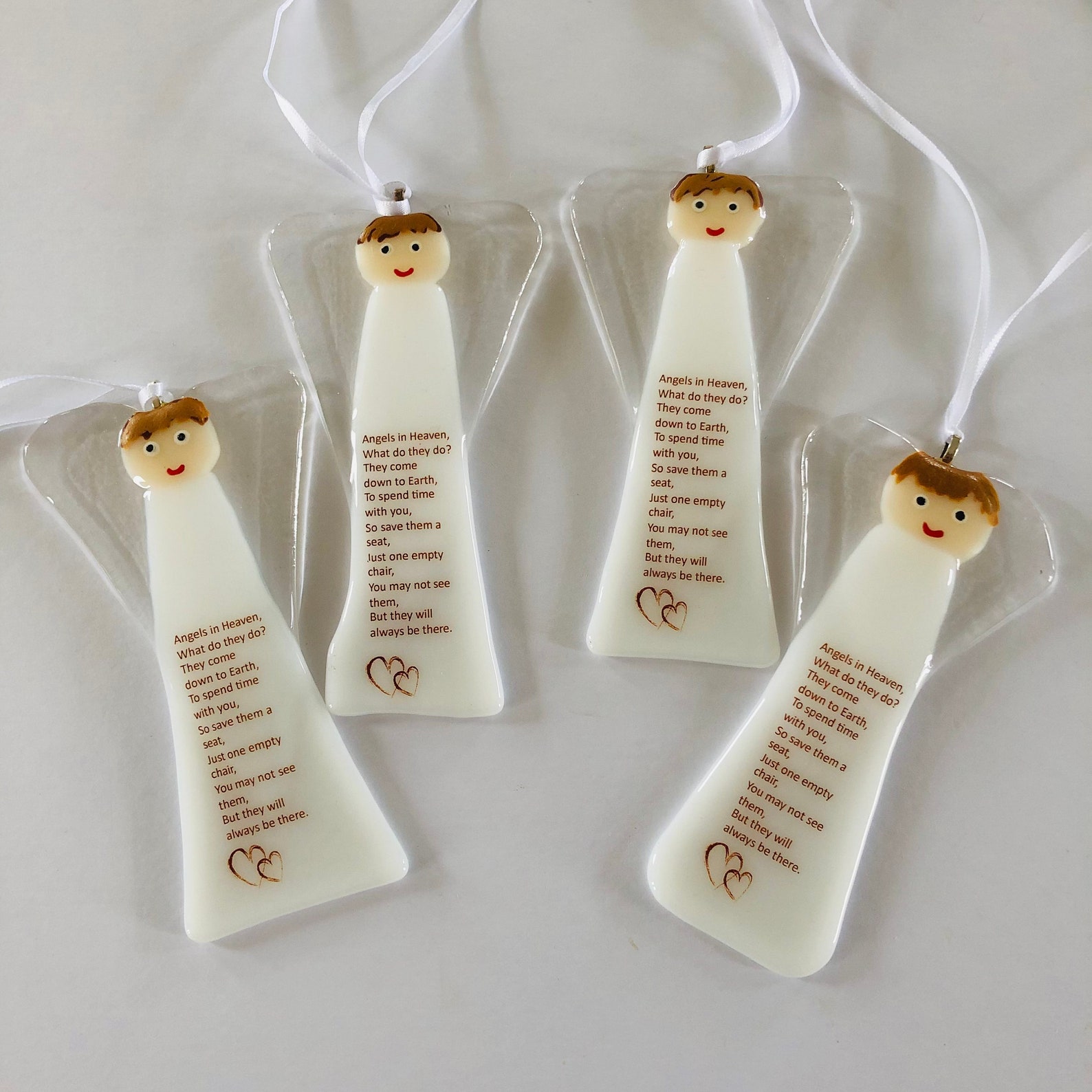 Fused Glass Christmas Angel Memorial Decoration Memorial | Etsy