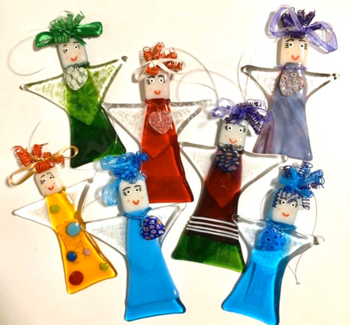 Fused Glass Christmas Angel Decoration Fused Glass | Etsy