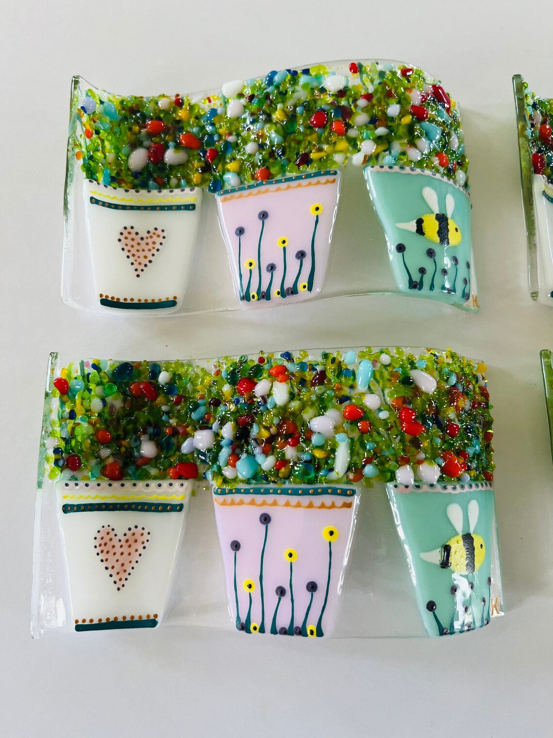 Fused Glass Flowers Art Freestanding Wave - Fused Glass, Cornish Fused ...