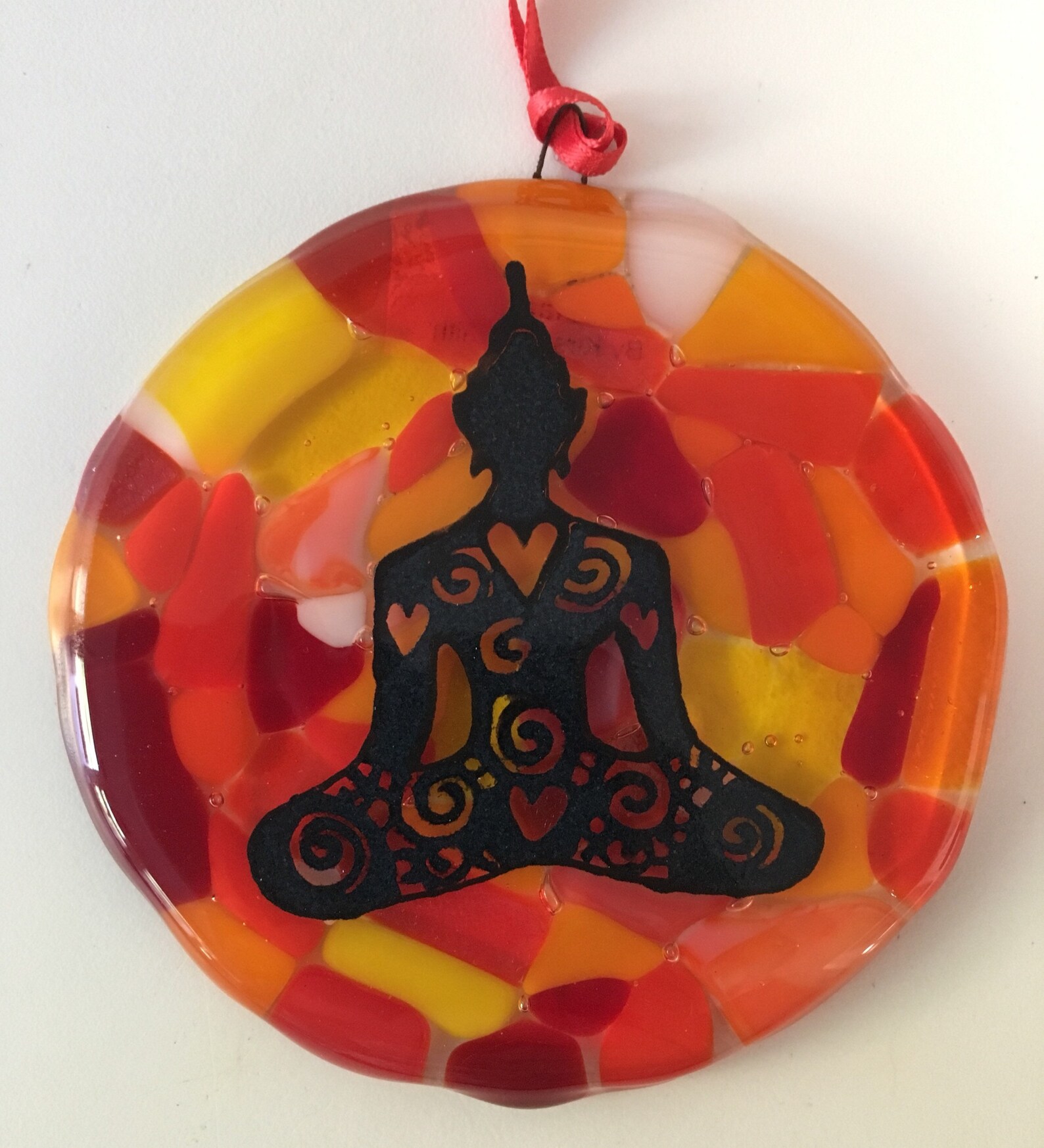 Fused Glass Art Fused glass budda hanging decoration | Etsy