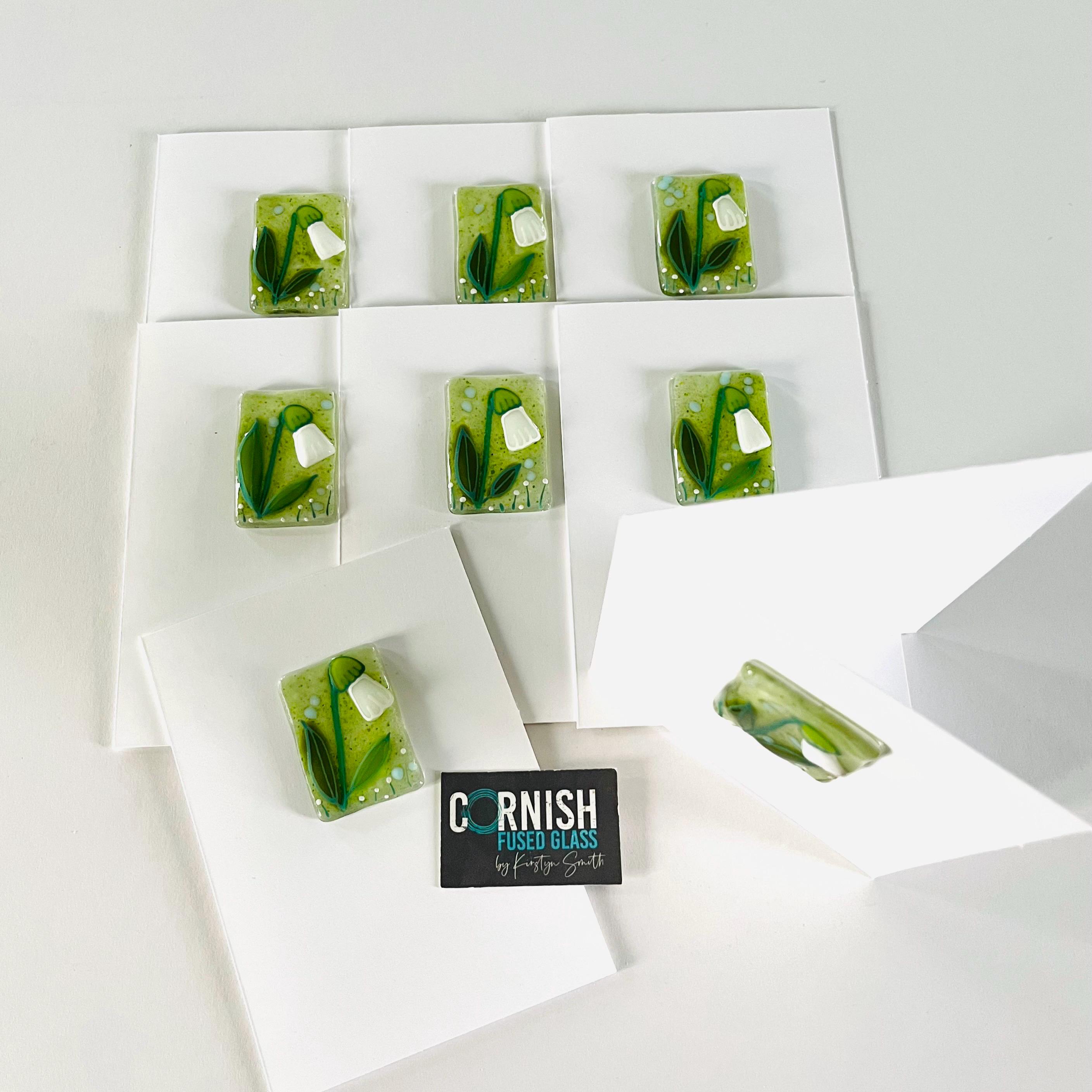 Fused Glass Snowdrop Art Thank You Greetings Card - Fused Glass Flower ...
