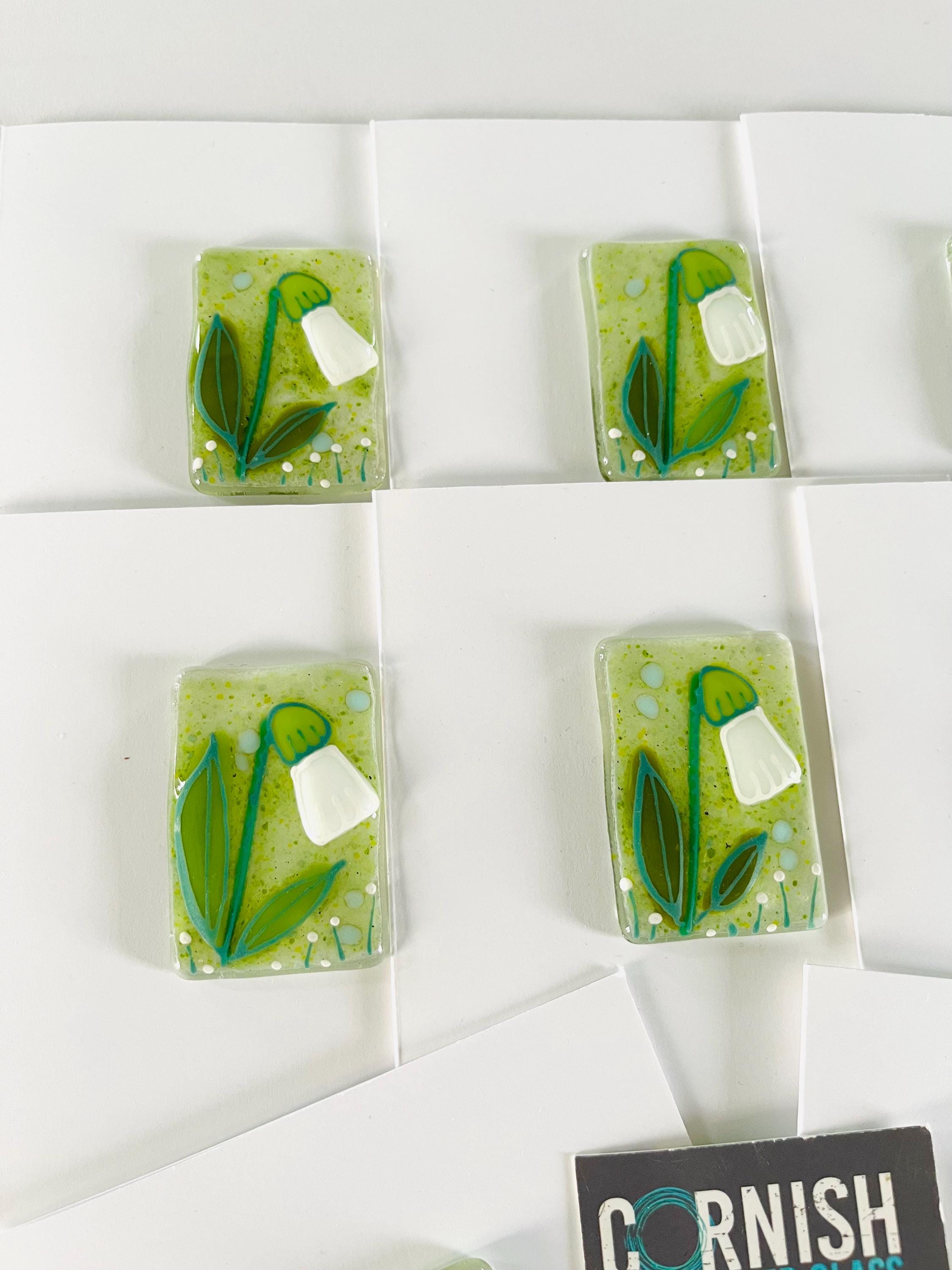 Fused Glass Snowdrop Art Thank You Greetings Card - Fused Glass Flower ...