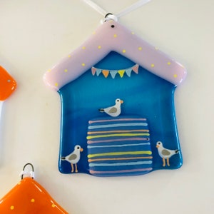 Fused glass fused glass beach hut sun catcher fused glass | Etsy