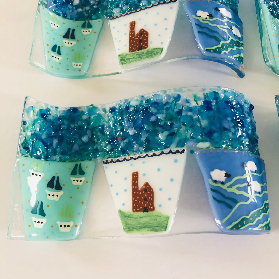 Fused Glass Cornish Art Freestanding Wave - Fused Glass, Cornish Fused ...