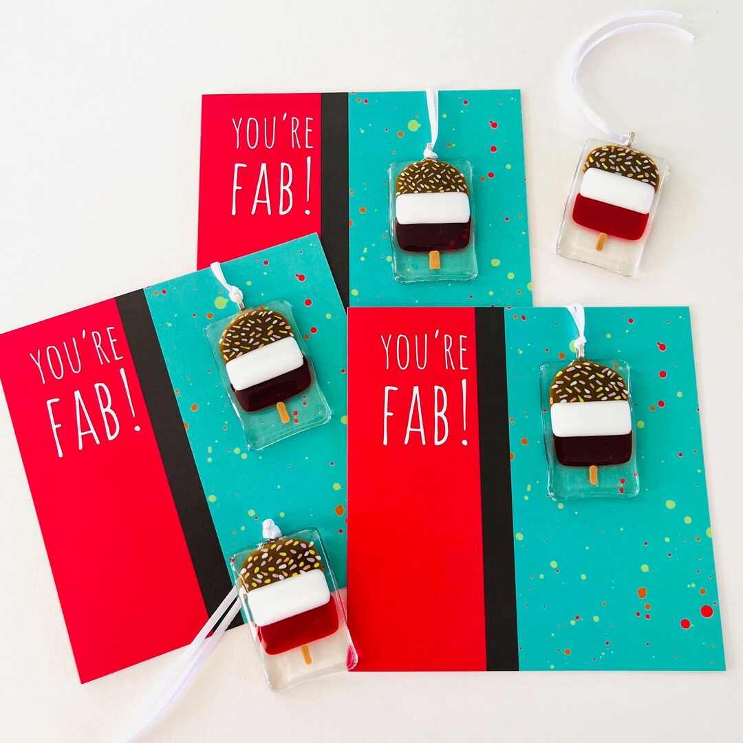 Fused Glass Art- Fused Glass You're Fab Lolly Blank Greetings Card ...