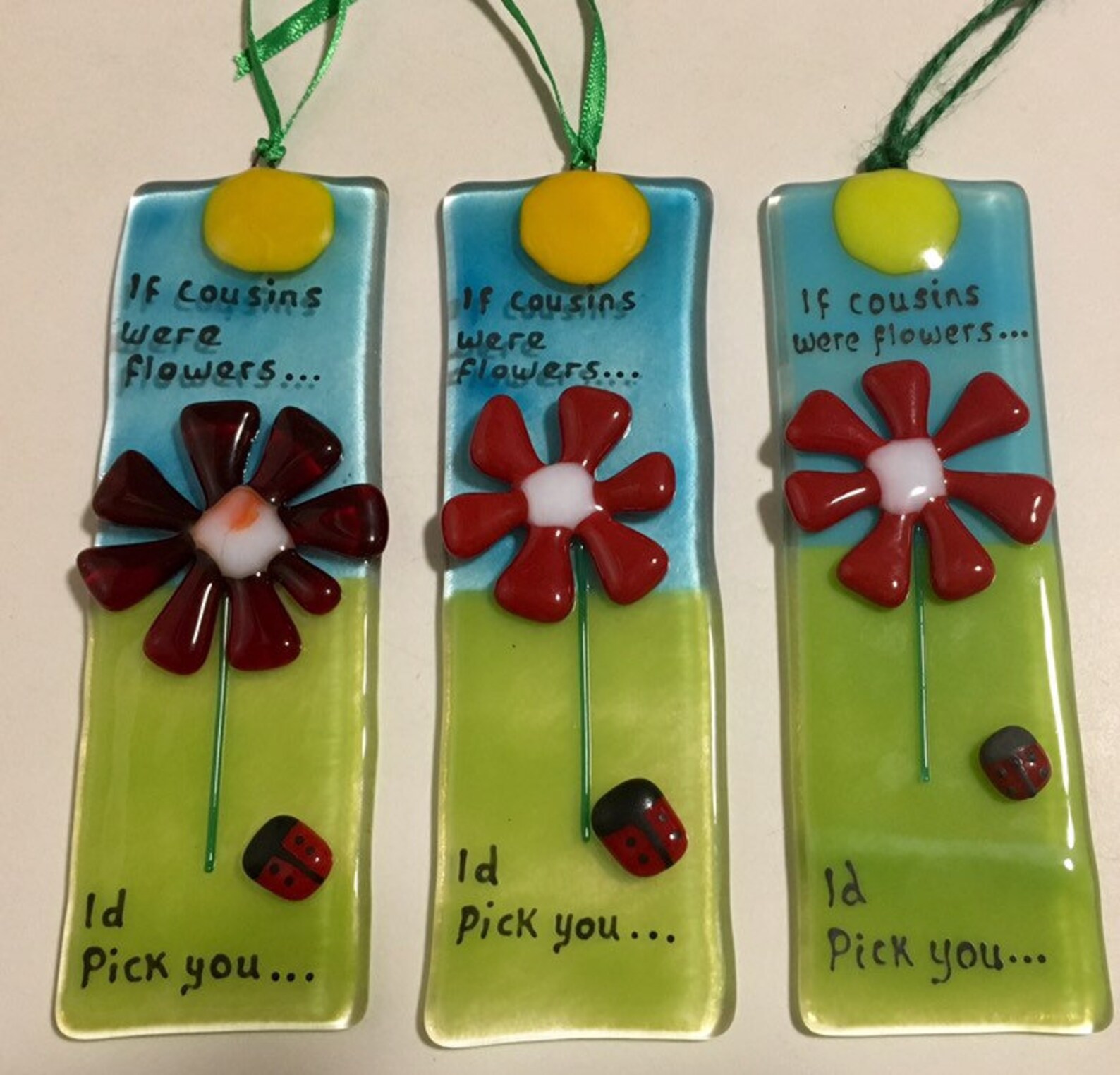 Fused Glass Fused Glass Suncatcher If Cousins Were Flowers - Etsy