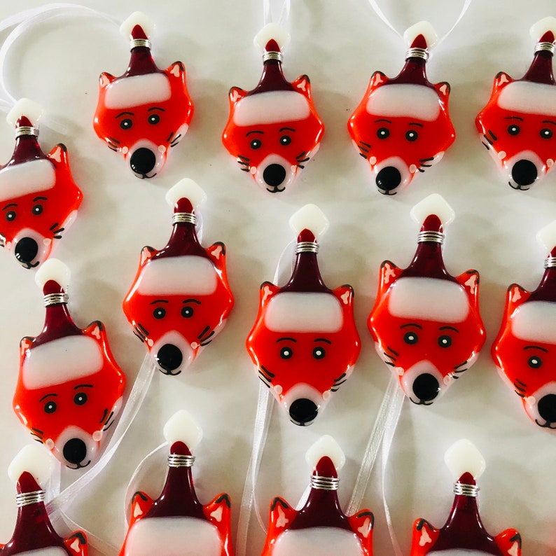 Fused Glass Christmas Fox Decoration Tree Decoration - Etsy UK
