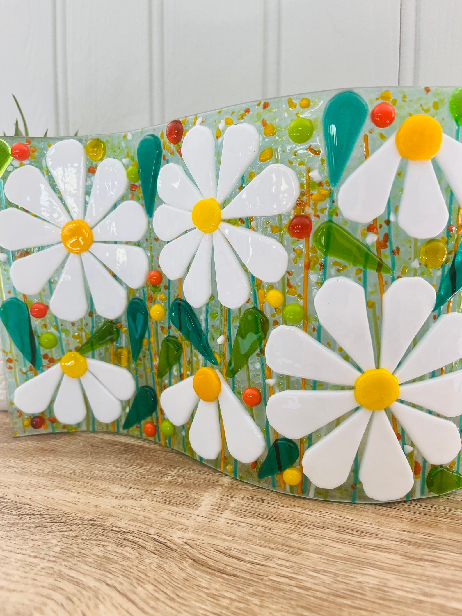 Fused Glass Fused Glass Flowers Wave Fused Glass Art - Etsy