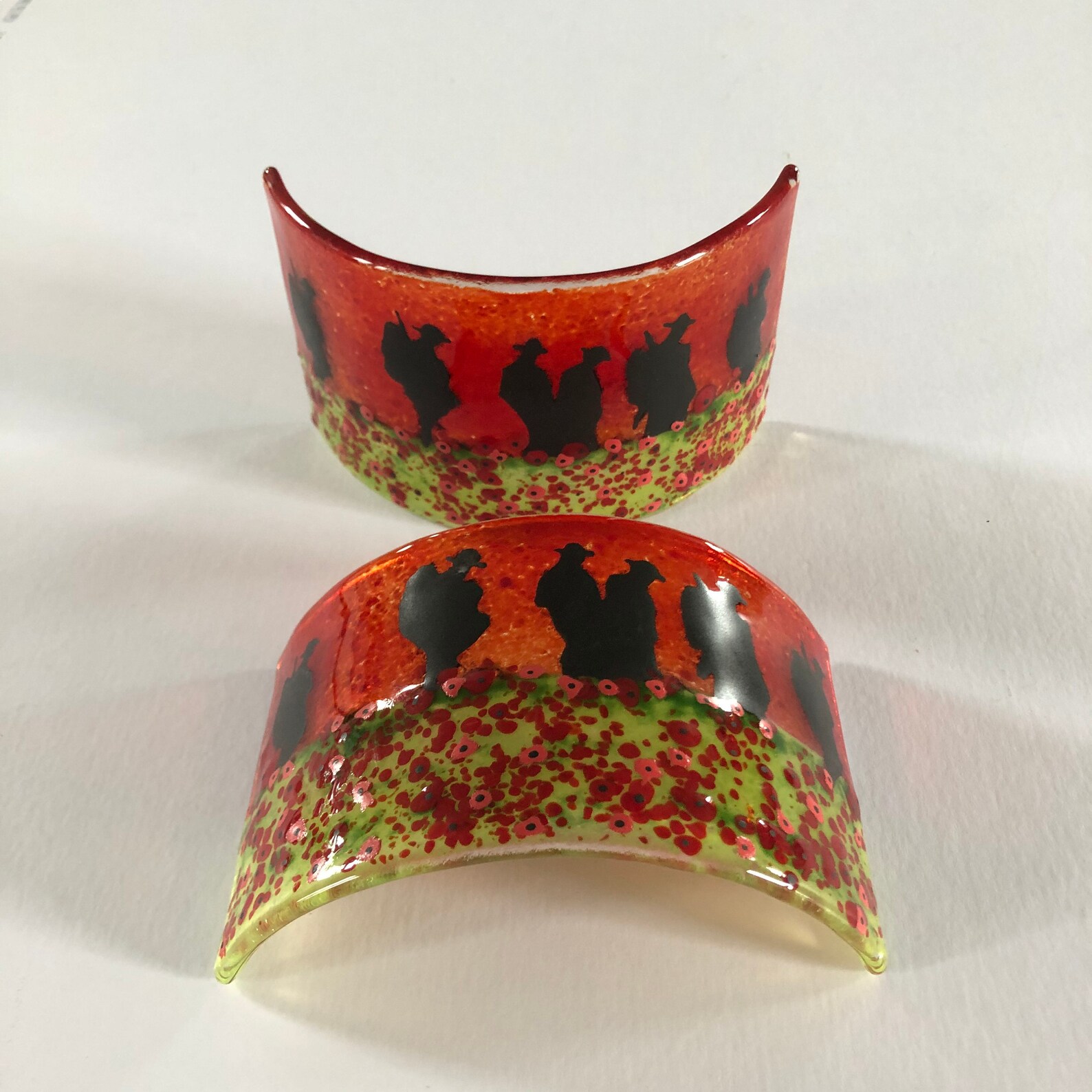 Fused Glass Soldier Poppy Memorial Gift Fused Glass Art | Etsy