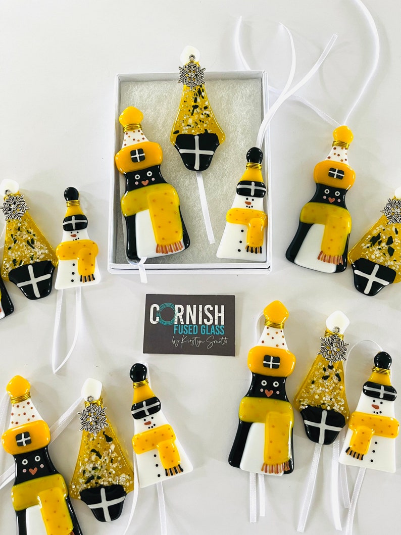 Fused Glass Cornish Christmas Decoration Box Set Fused Glass - Etsy