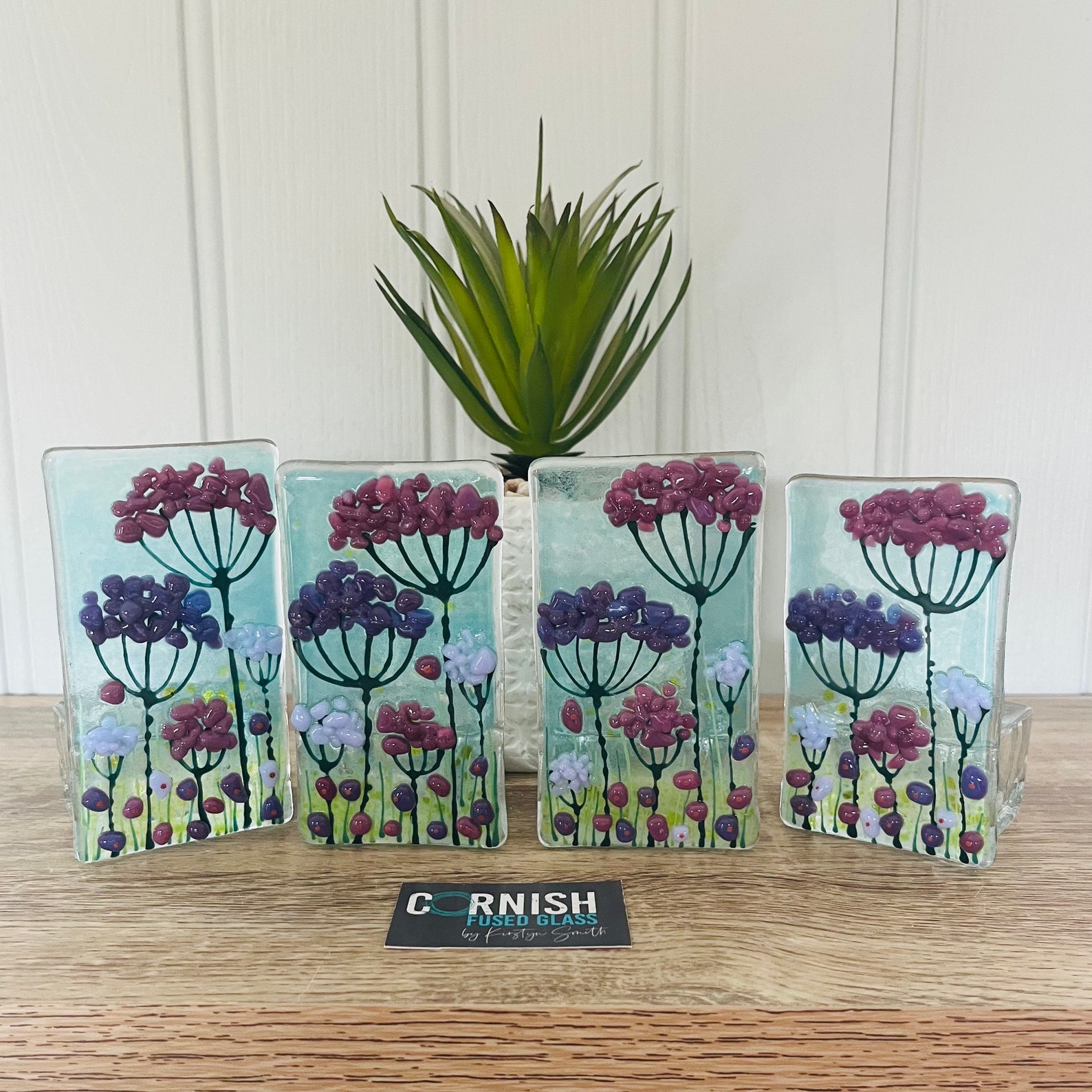 Fused Glass Whimsical Wild Flower Candle Holder, Cornish Fused Glass ...