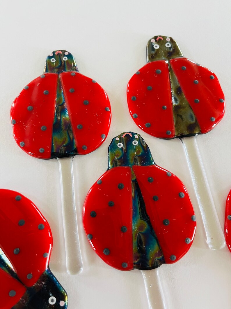 Fused Glass Ladybug Garden Decoration Fused Glass Plant - Etsy