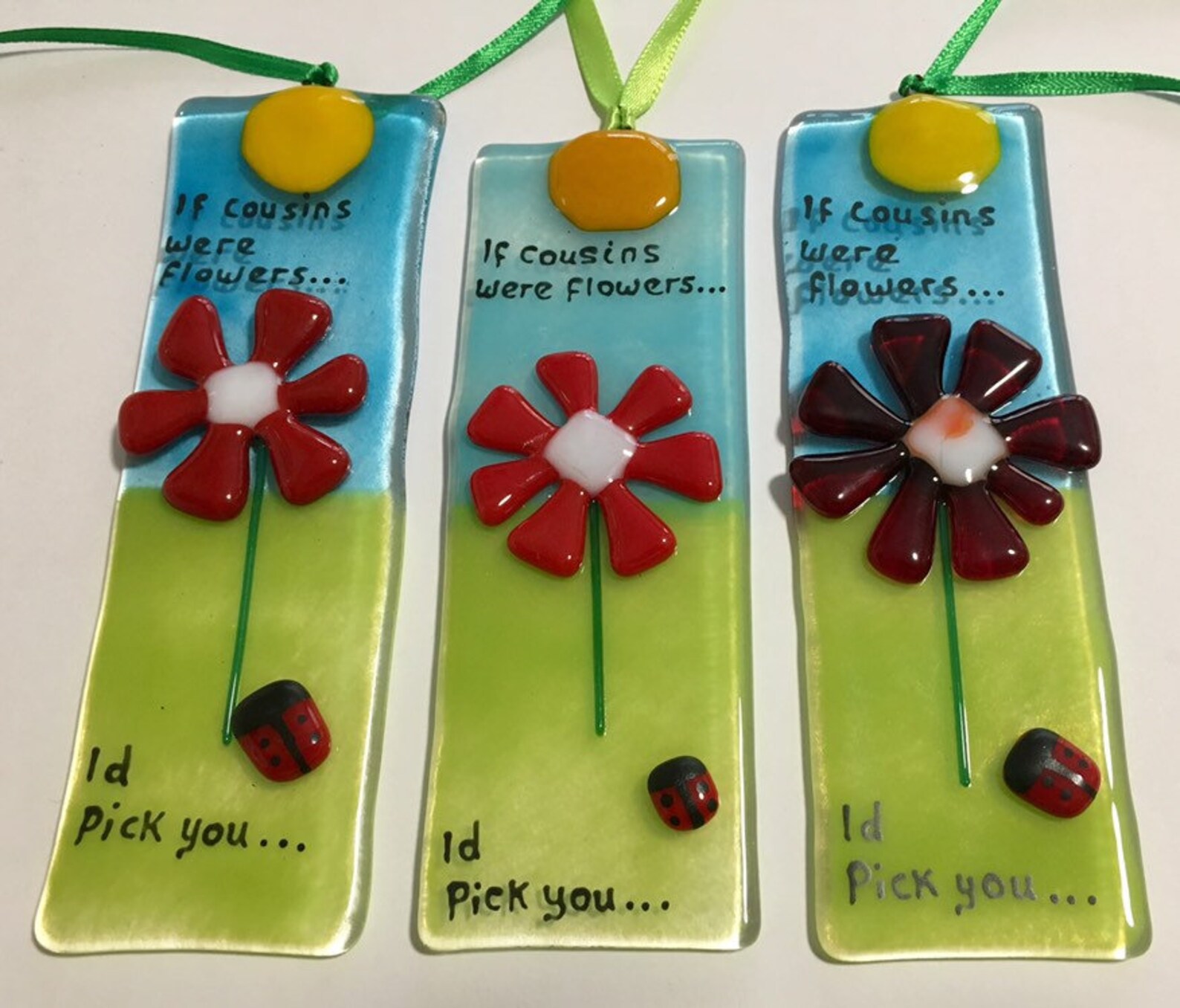 Fused Glass Fused Glass Suncatcher If Cousins Were Flowers - Etsy