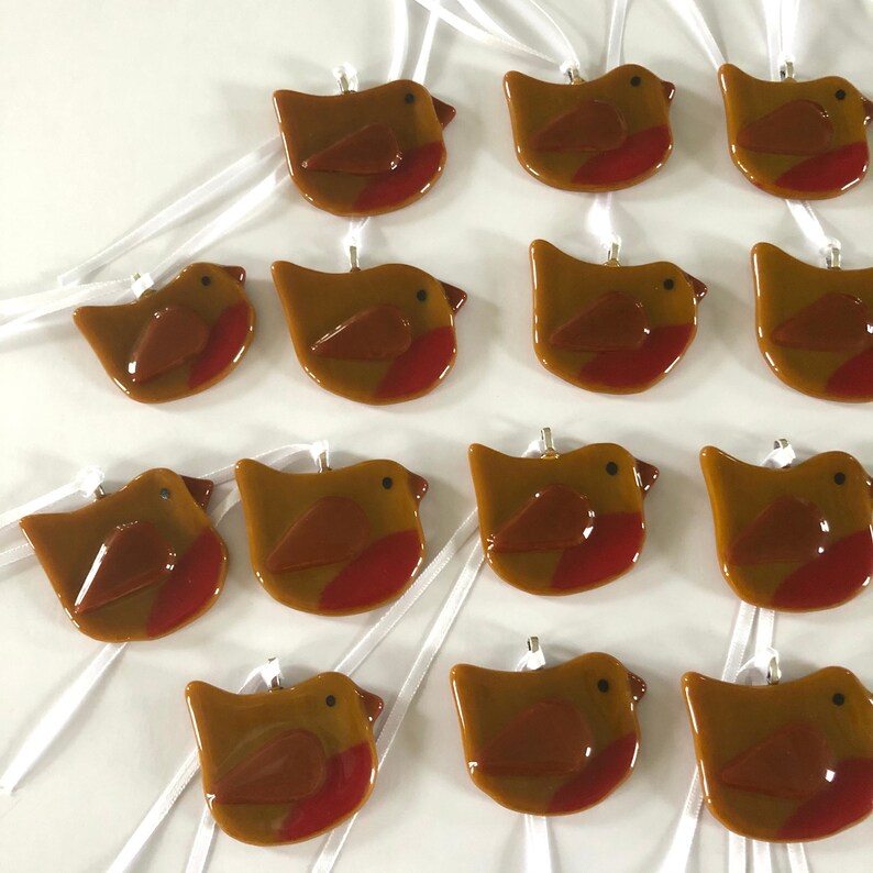 Fused Glass Robin Fused Glass Robin Christmas Tree Ornament | Etsy