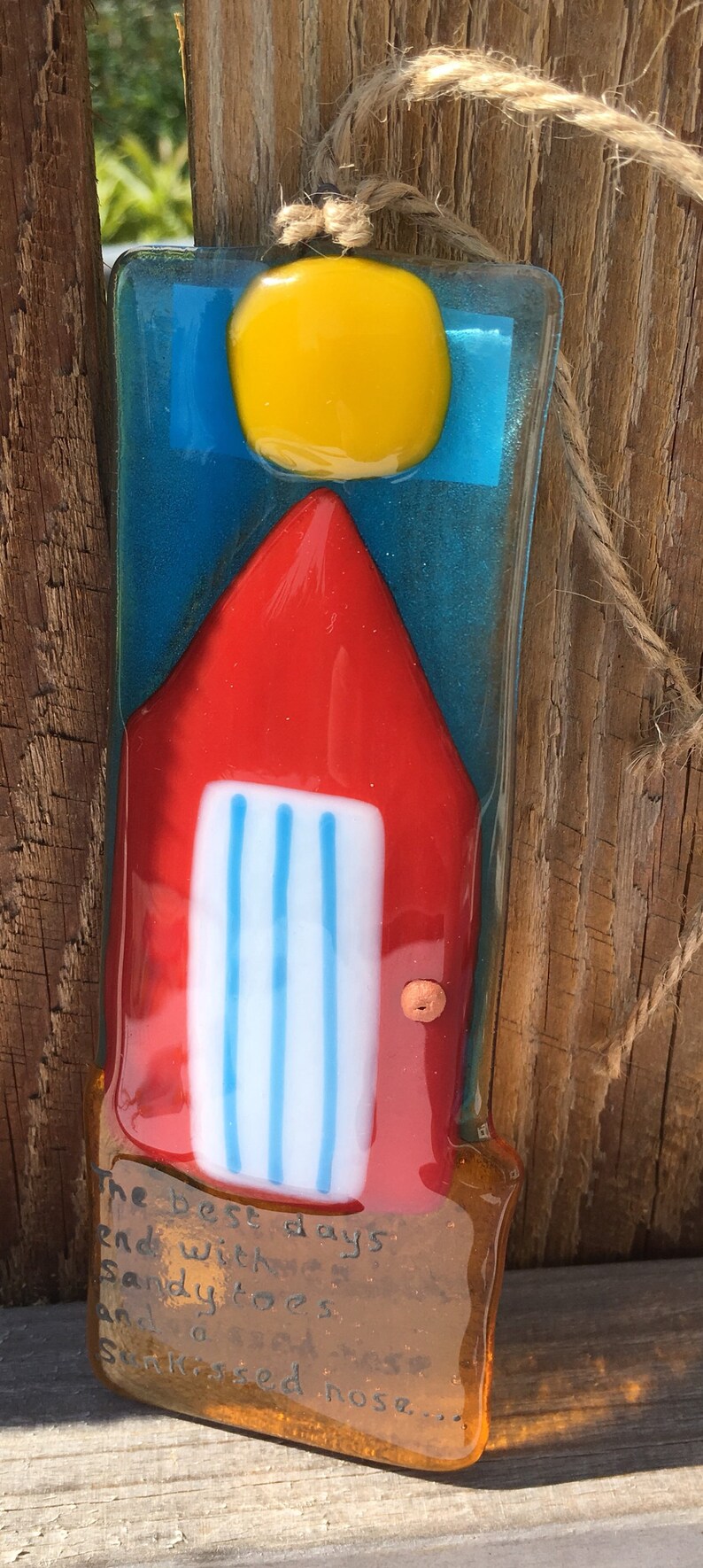 Fused Glass Art Fused Glass Boats and Beach Huts Coastal | Etsy