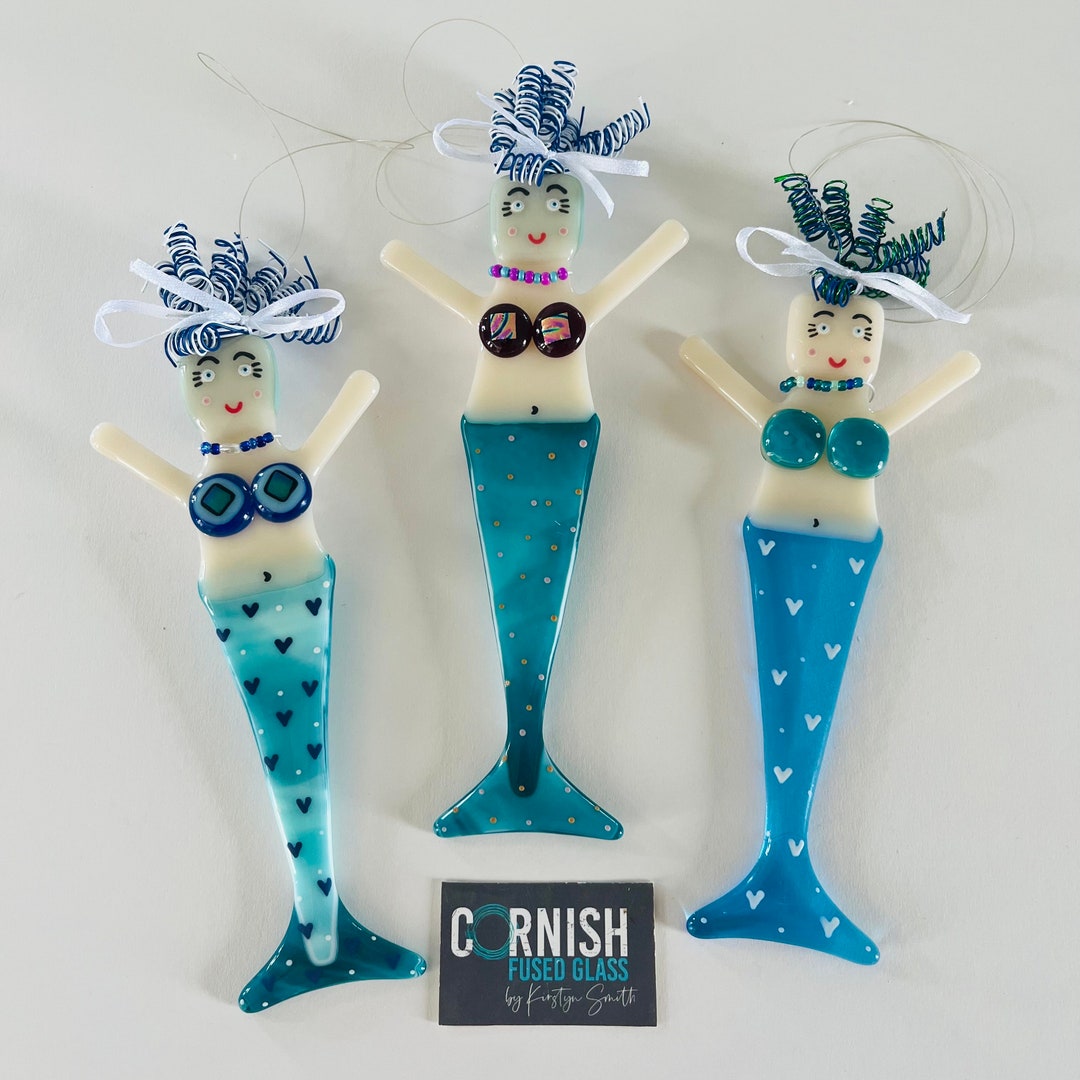 Fused Glass Mermaid Decoration - Fused Glass, Fused Glass Art, Cornish ...