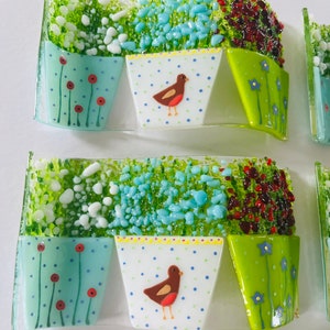 Fused Glass Robin Memorial Wave, Cornish Fused Glass, Fused Glass ...