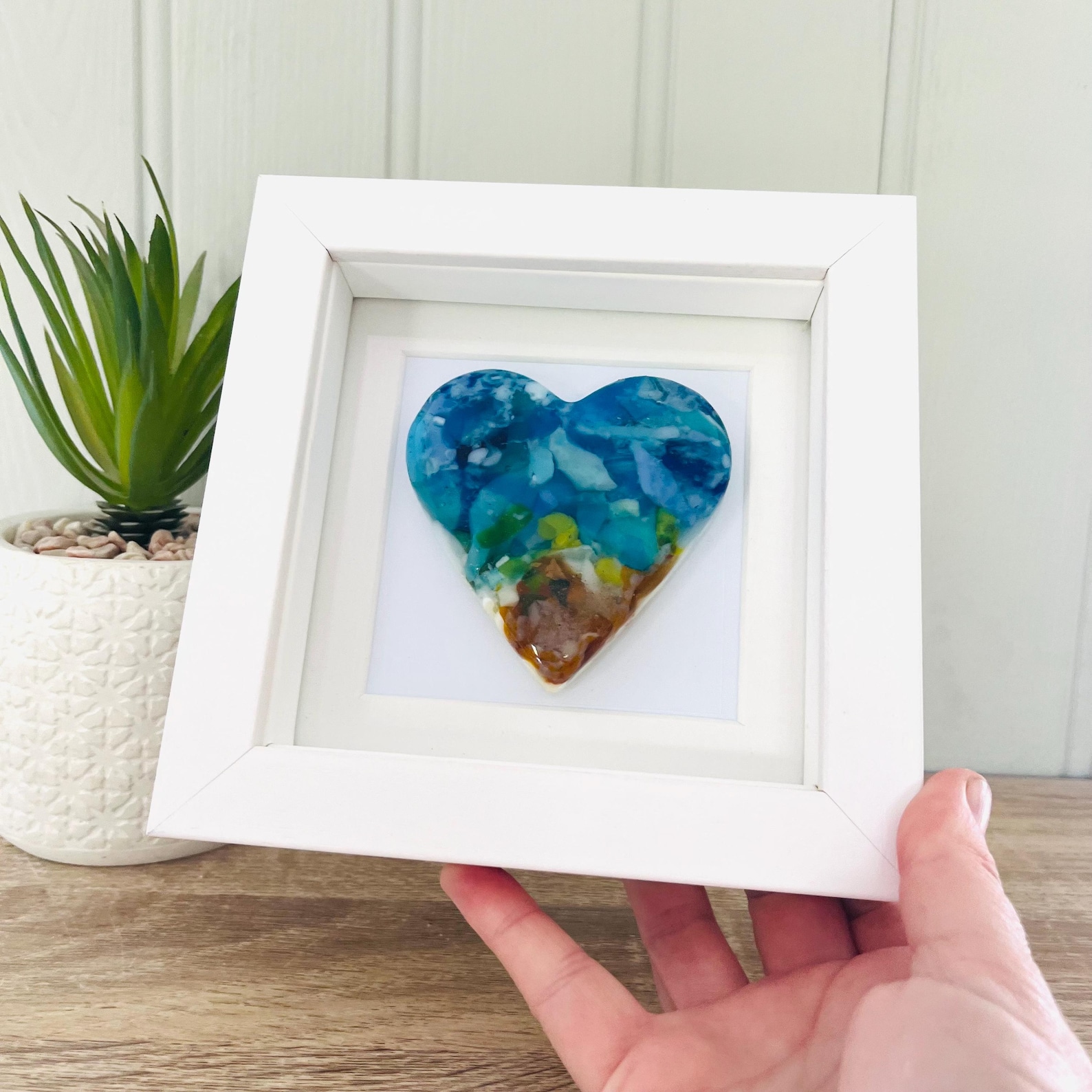 Fused Glass Coastal Heart Fused Glass Art, Cornish Fused Glass, Fused ...