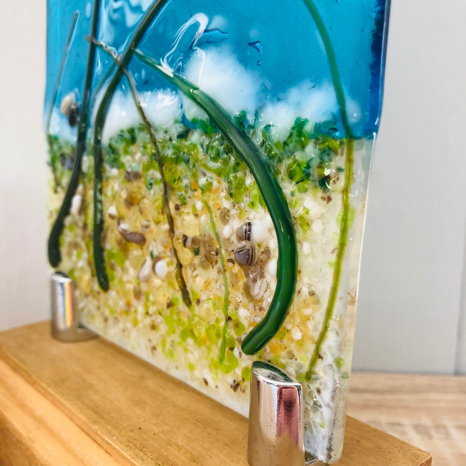 Fused Glass Cornish Coast Freestanding Panel, Fused Glass Art, Cornish ...