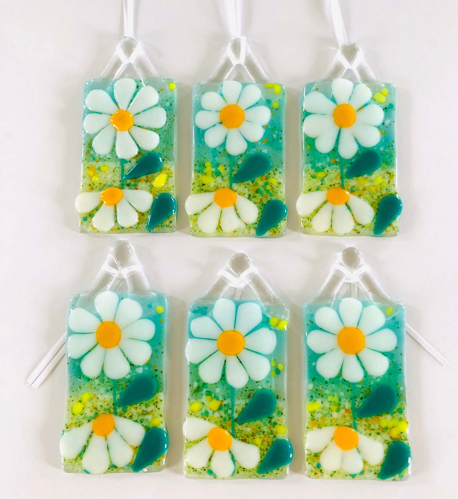 Fused Glass Daisy Art Hangers - Cornish Fused Glass, Fused Glass ...