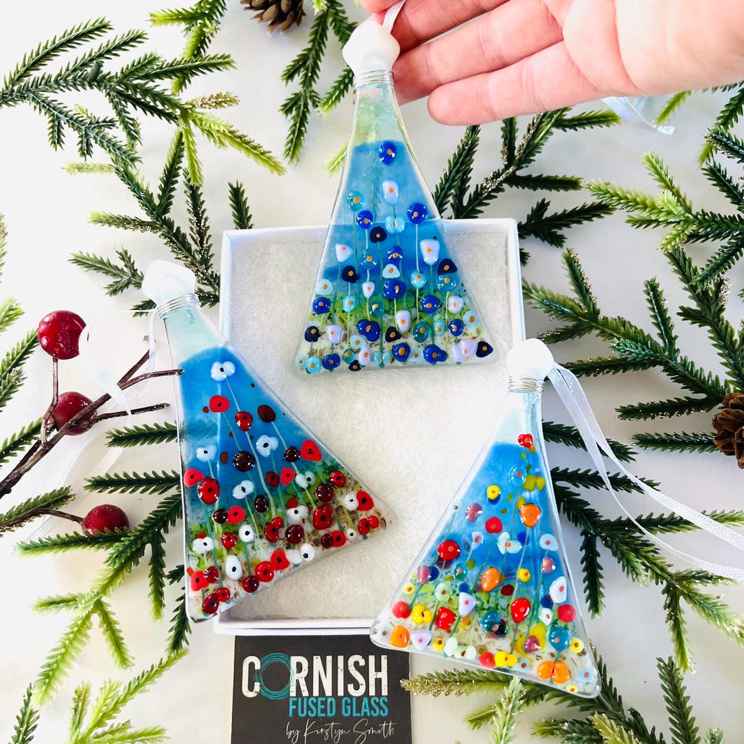 Fused Glass Cornish Christmas Tree Decoration, Tree Decoration ...
