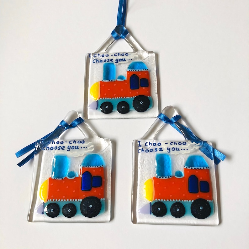 Fused Glass Art Fused Glass Train Hanger Fused Glass | Etsy