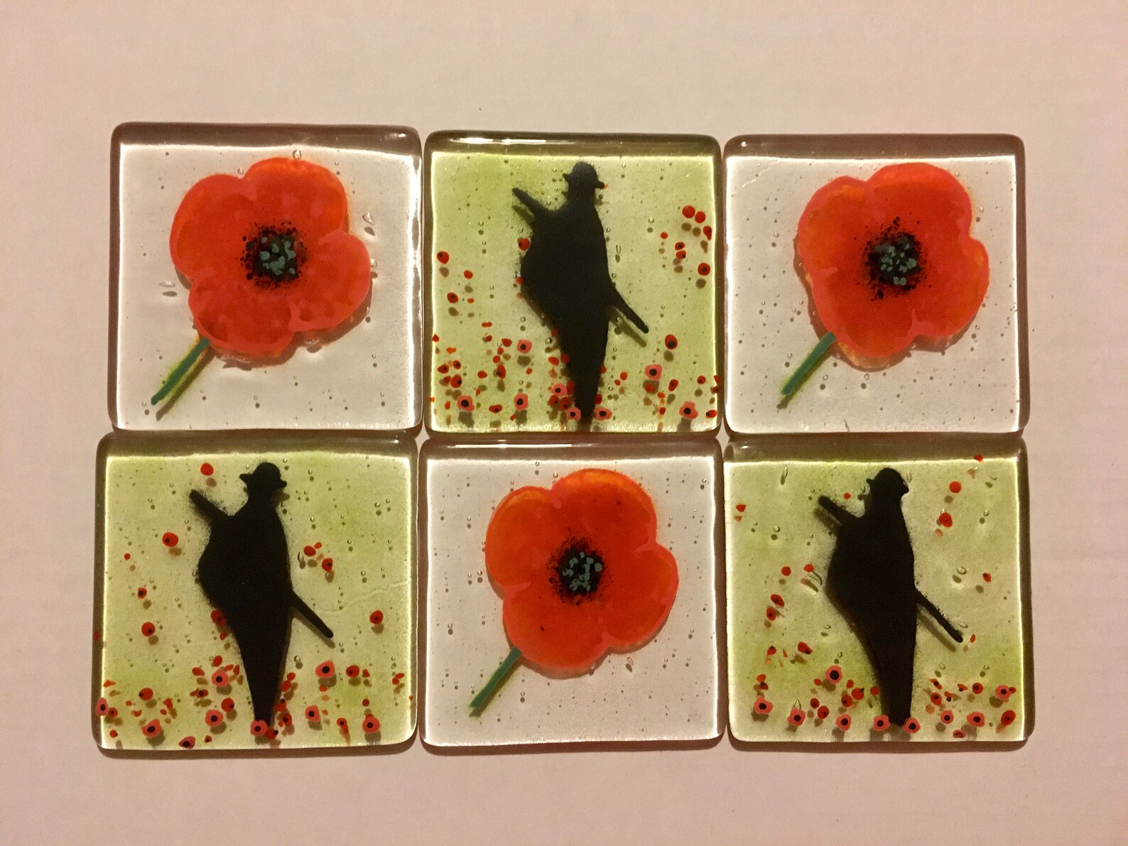 Fused Glass Soldier Poppy Memorial Gift - Fused Glass Art, Cornish ...