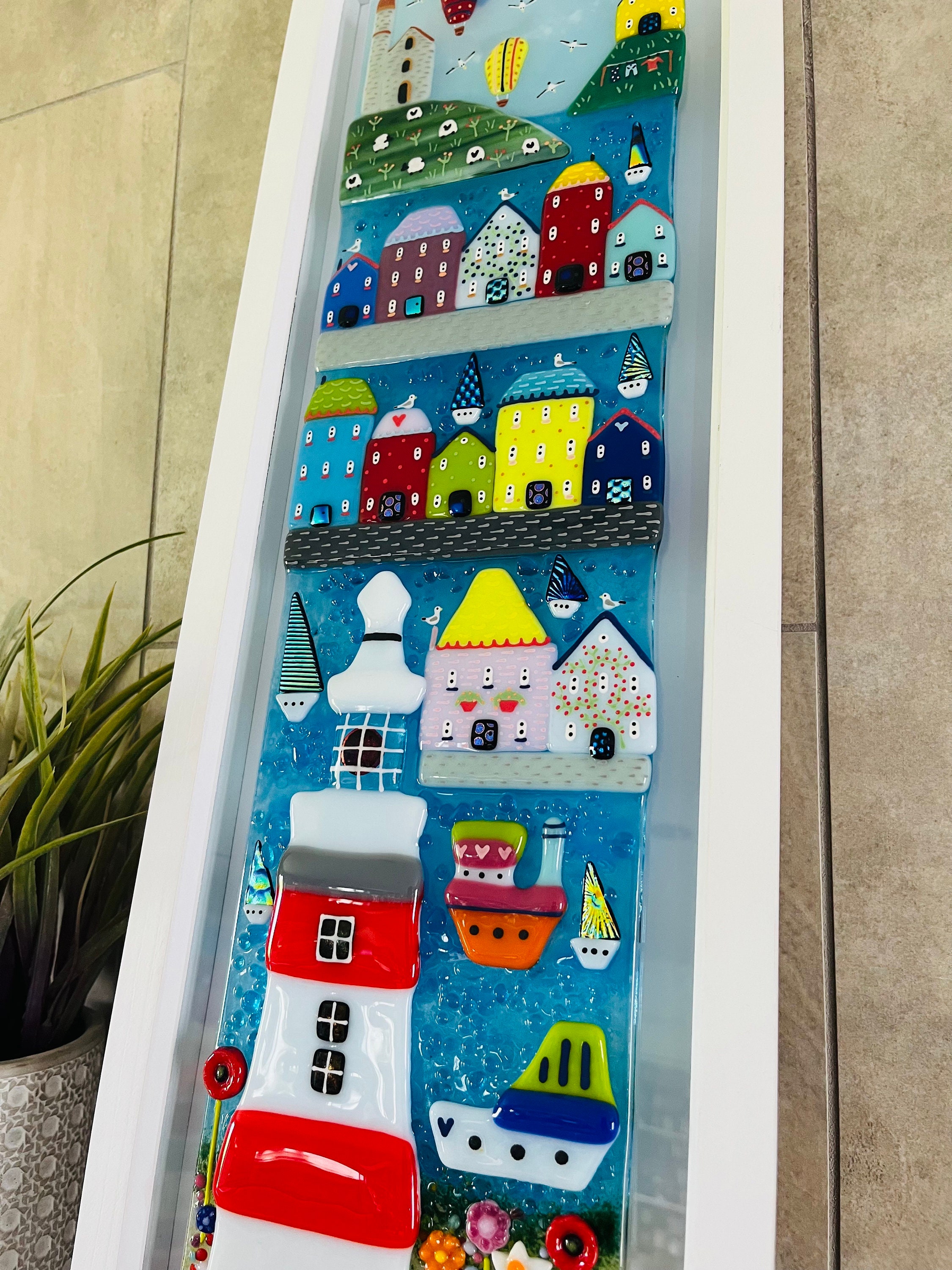 Fused Glass Plymouth Smeatons Lighthouse Inspired Framed Wall Art ...