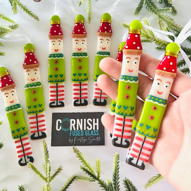 Fused Glass Elf Christmas Decoration, Cute Elf Decoration, Fused Glass ...