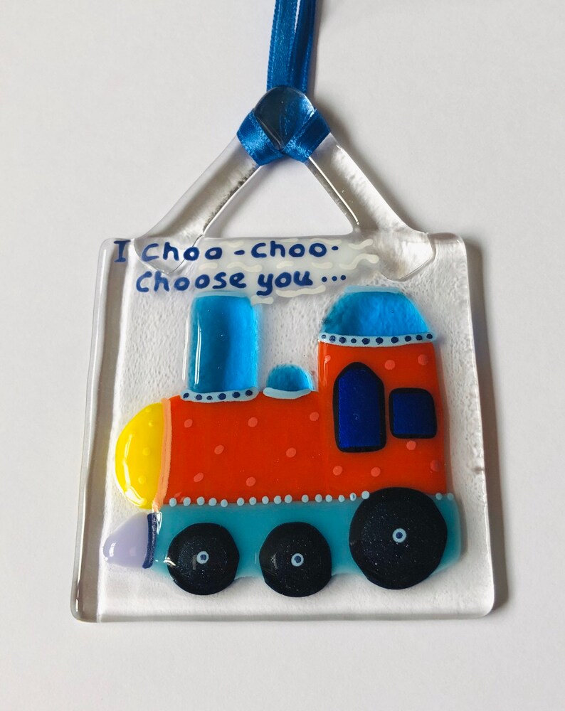 Fused Glass Art Fused Glass Train Hanger Fused Glass | Etsy