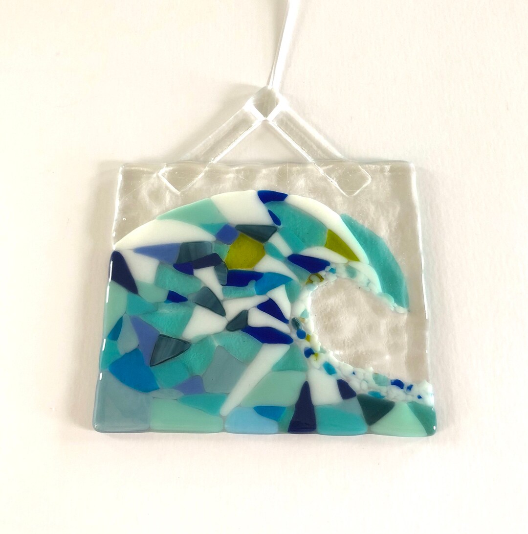 Fused Glass Wave Fused Glass Cornish Coast Glass Sun Catcher, Fused ...